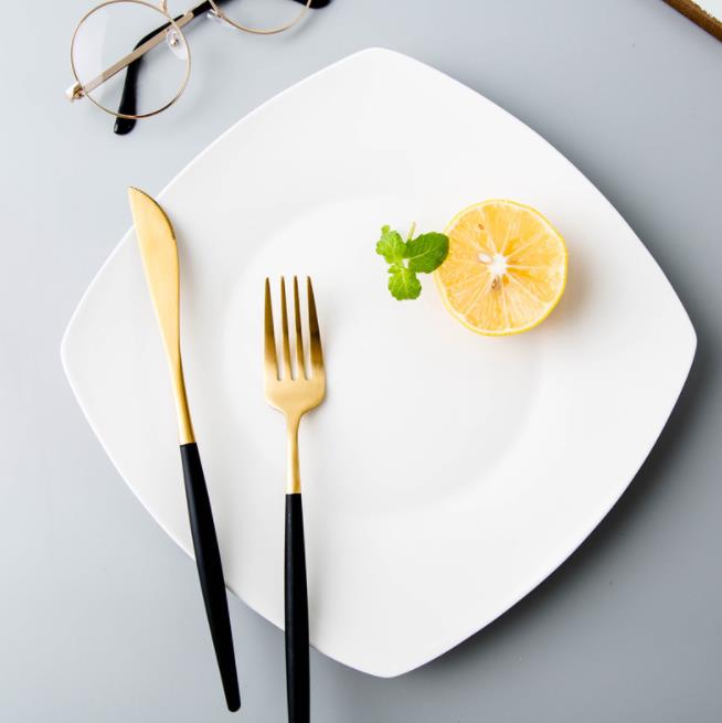 White square shallow plate