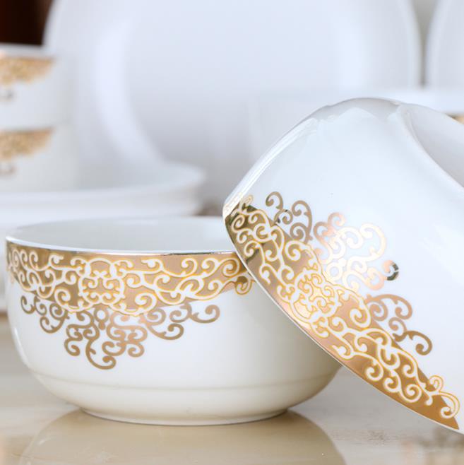 Golden pattern ceramic dinnerware set | Dinnerware Suppliers