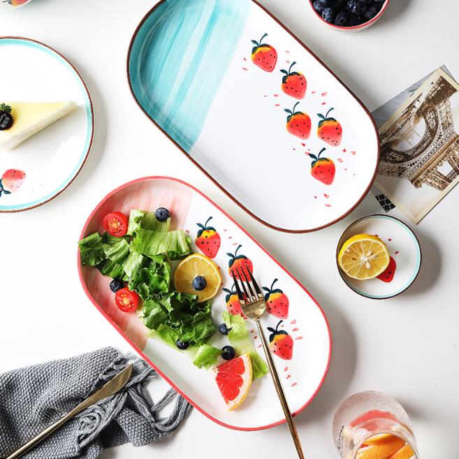 Strawberry pattern ceramic dinnerware set